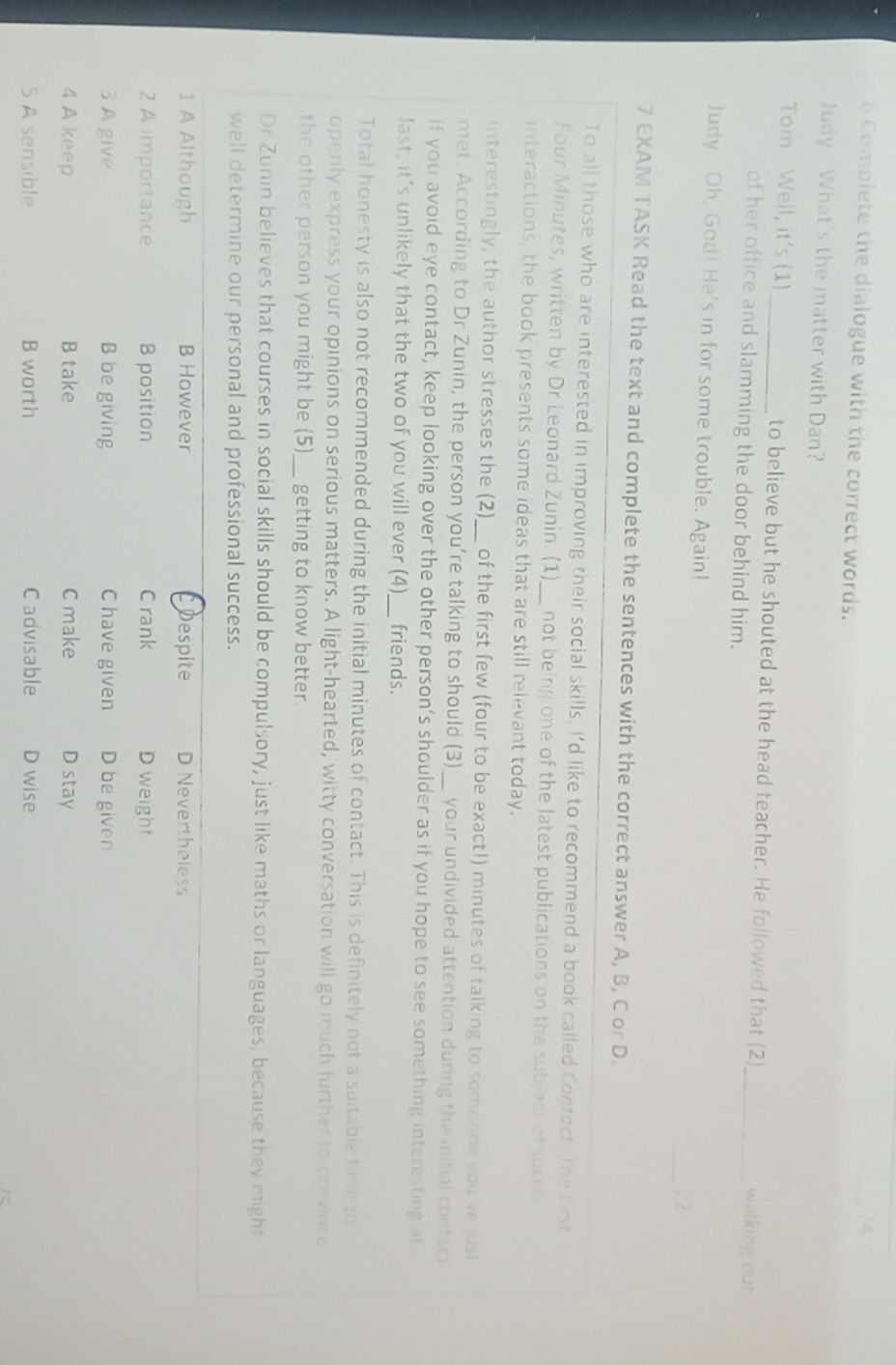 6 Complete the dialogue with the correct | StudyX