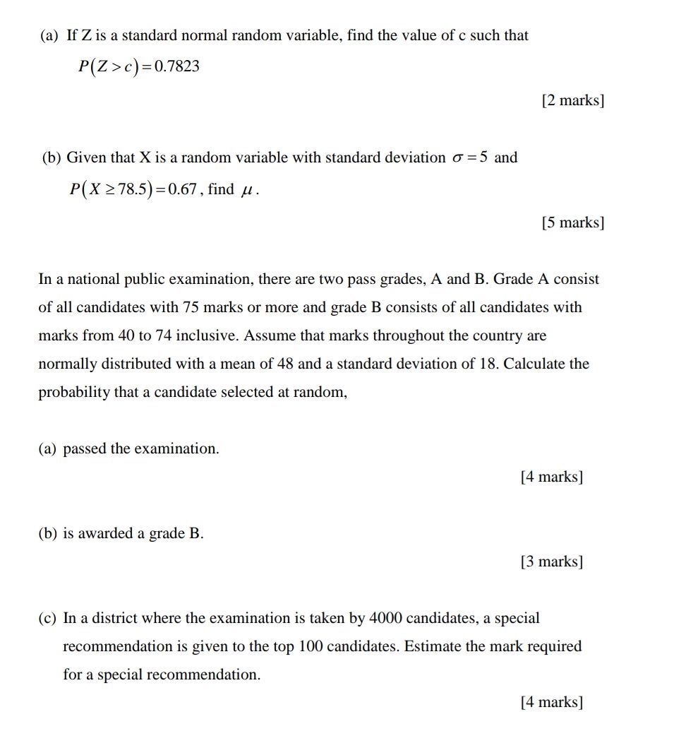 (a) If Z is a standard normal random | StudyX