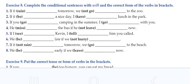 Exercise 8. Complete the conditional | StudyX