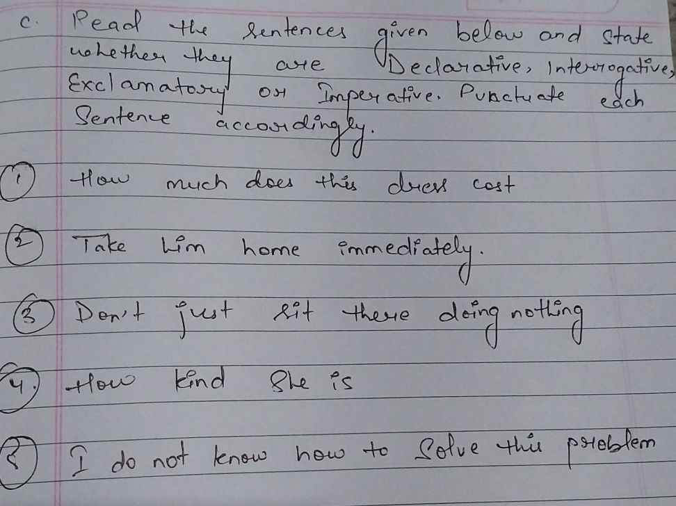 C. Read the sentences given below and state | StudyX