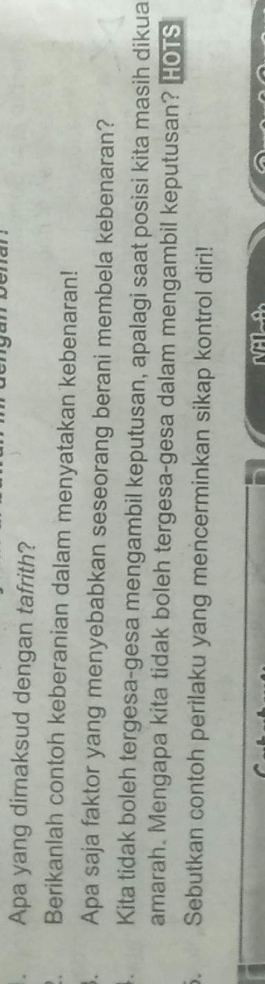 1. Apa yang dimaksud dengan tafrith? 2. | StudyX