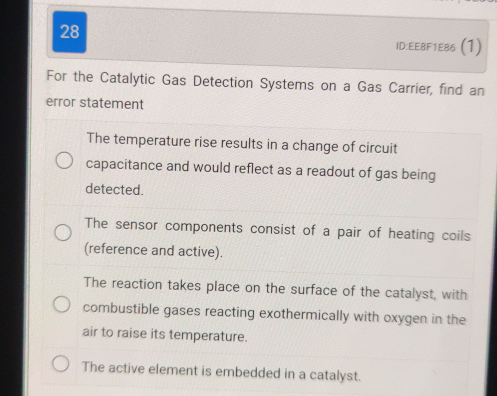 For the Catalytic Gas Detection Systems on a | StudyX