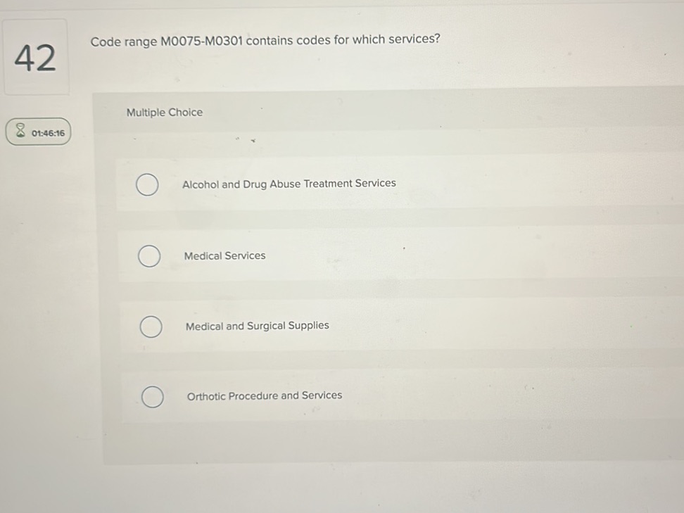 Code range M0075-M0301 contains codes for | StudyX
