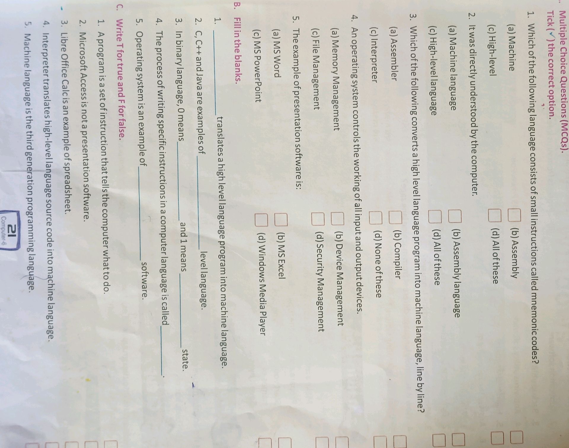 Multiple Choice Questions (MCQs). Tick ( ) | StudyX