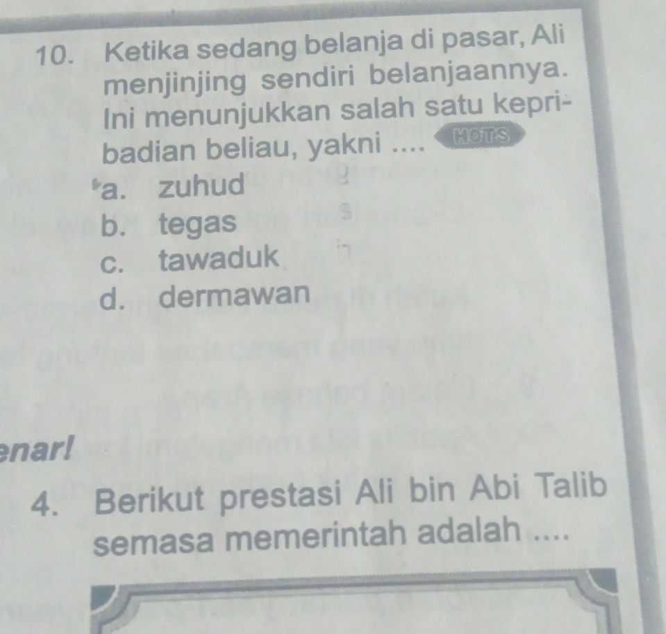 10. Ketika sedang belanja di pasar, Ali | StudyX