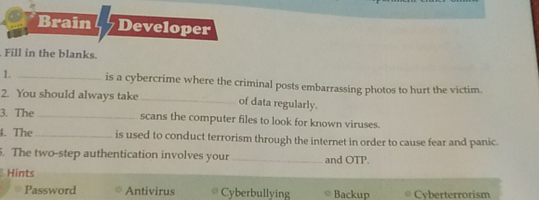 Fill in the blanks. 1. is a cybercrime | StudyX