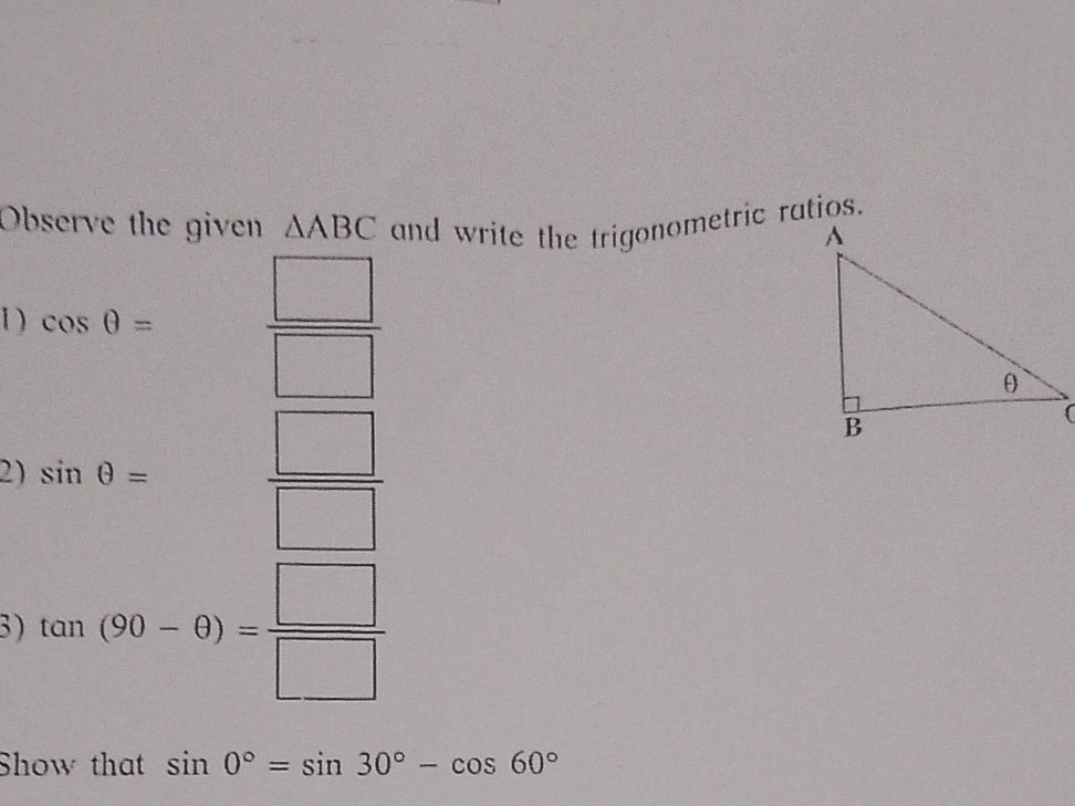 Observe the given $ ABC$ and write the | StudyX