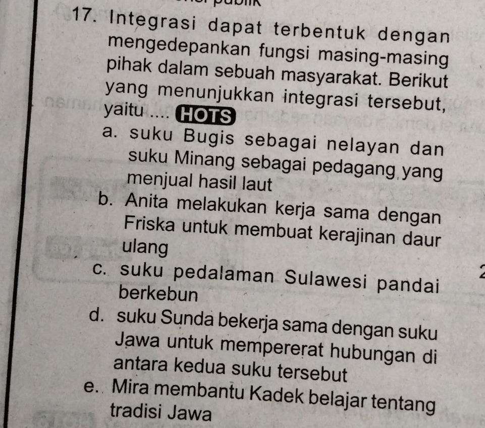 17. Integrasi dapat terbentuk dengan | StudyX