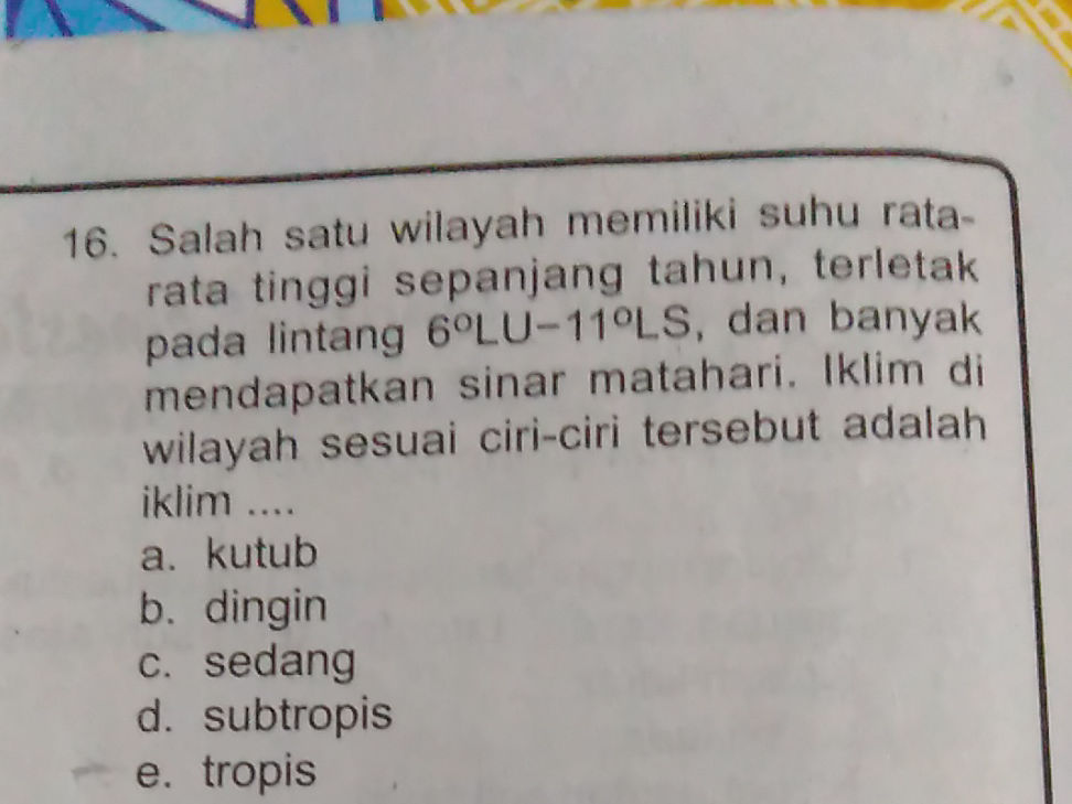 16. Salah satu wilayah memiliki suhu | StudyX