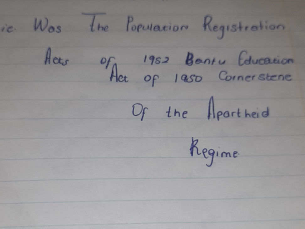 Was the Population Registration Acts of 1952 | StudyX