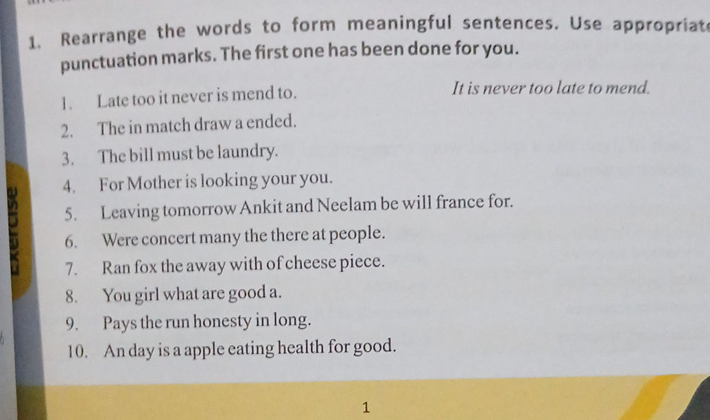 Rearrange the words to form meaningful | StudyX