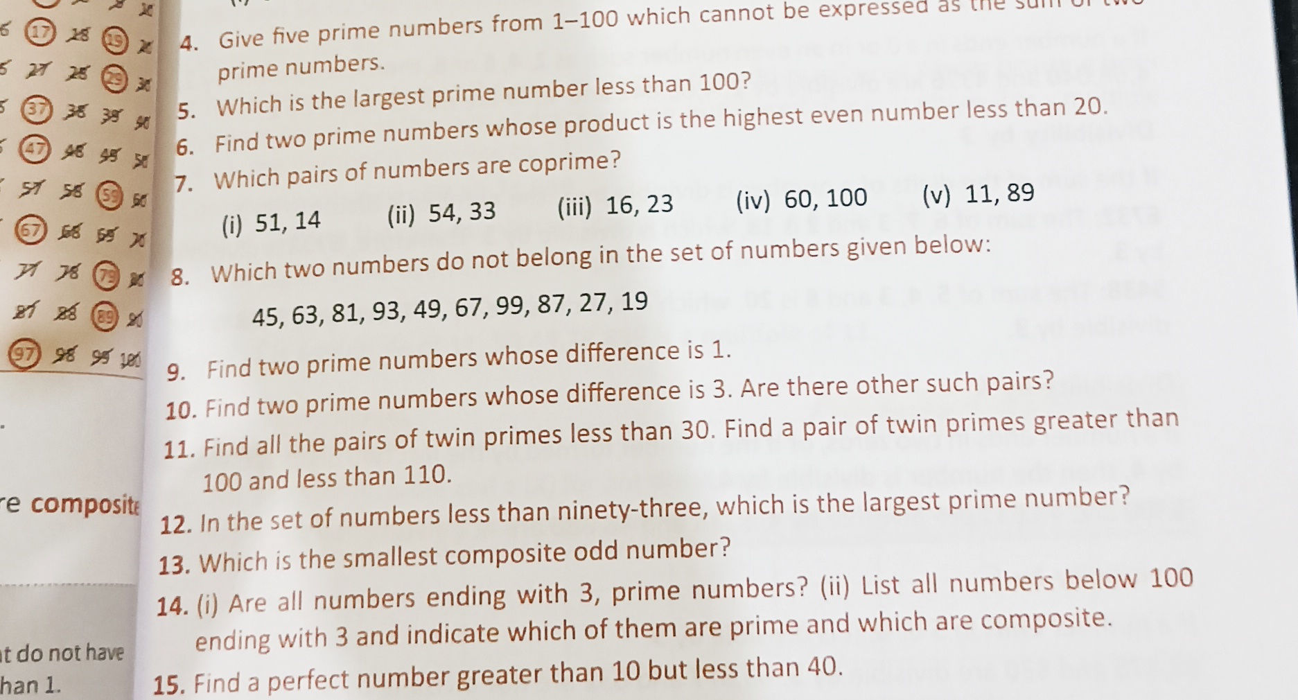 4. Give five prime numbers from 1-100 which | StudyX