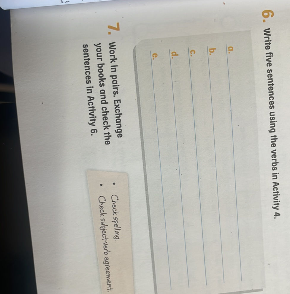 6. Write five sentences using the verbs in | StudyX