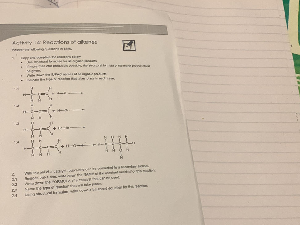 1. Copy and complete the reactions below. | StudyX