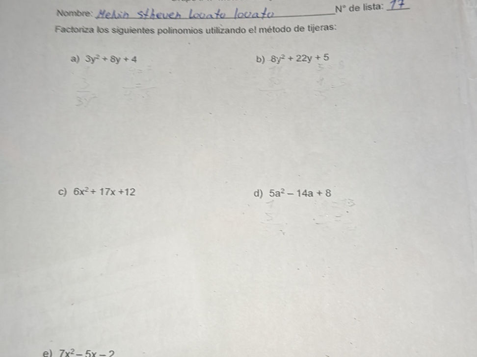 Factoriza los siguientes polinomios | StudyX