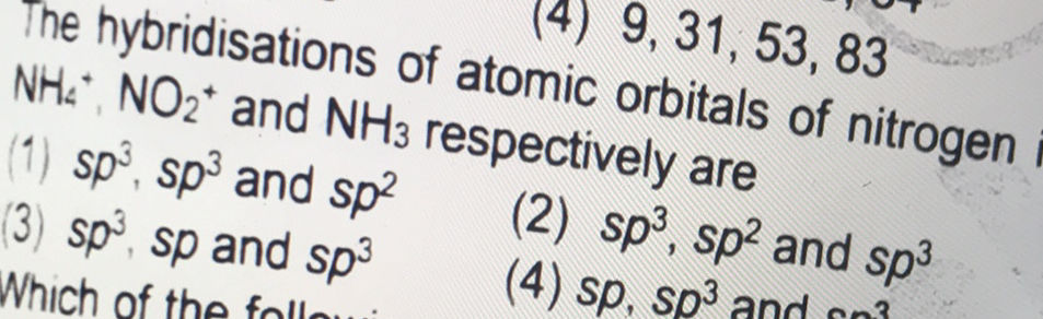 The hybridisations of atomic orbitals of | StudyX