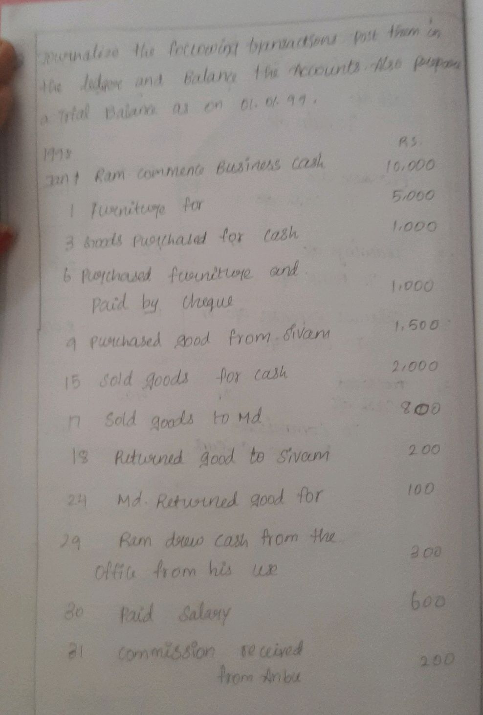 Journalize the following transactions post | StudyX