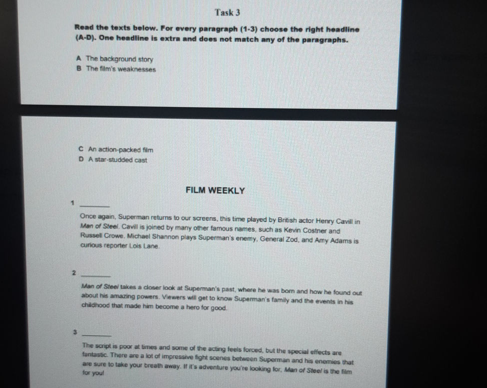 Task 3 Read the texts below. For every | StudyX