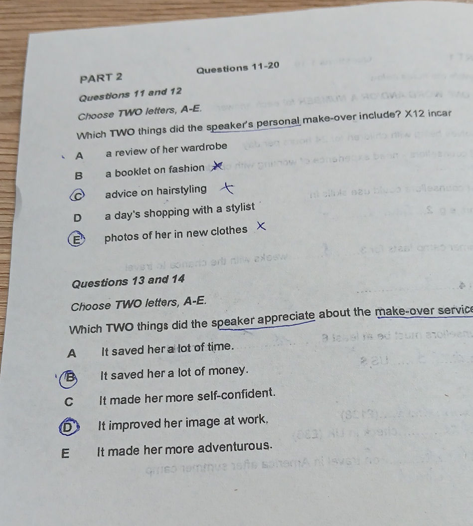 Questions 11 and 12 Choose TWO letters, A-E.
