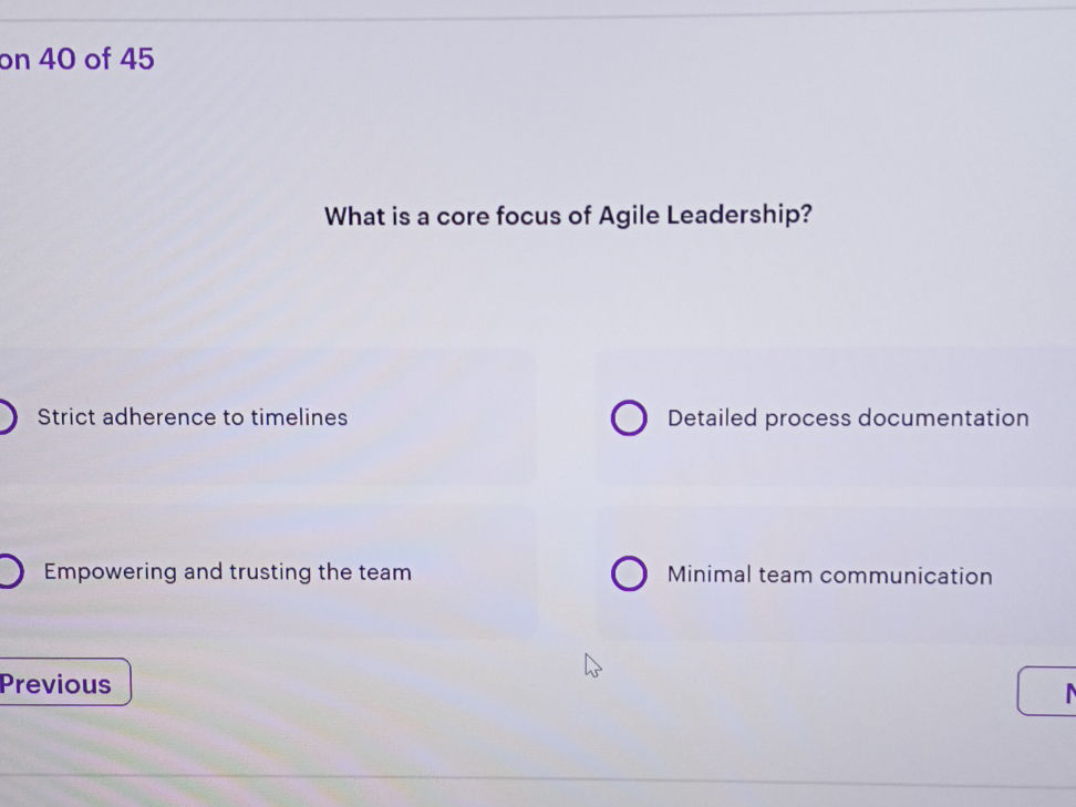 What is a core focus of Agile Leadership? | StudyX