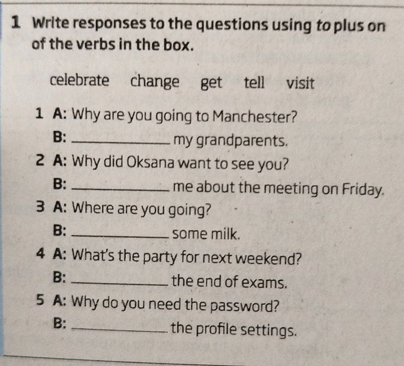 1 Write responses to the questions using to | StudyX