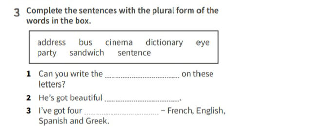 3 Complete the sentences with the plural | StudyX