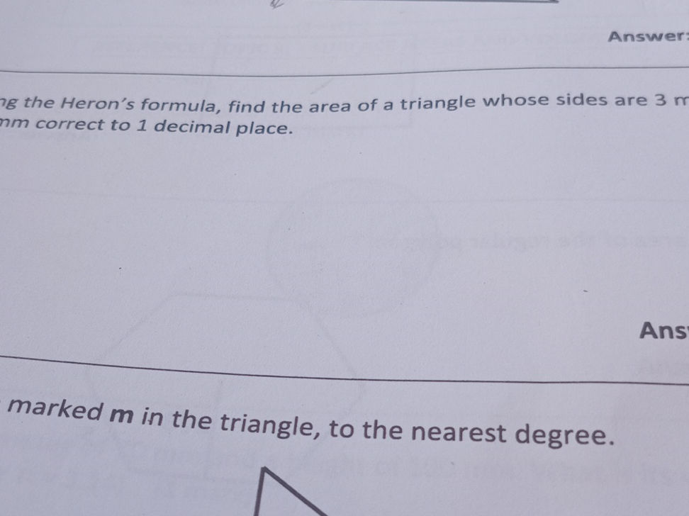 Using the Heron's formula, find the area of | StudyX