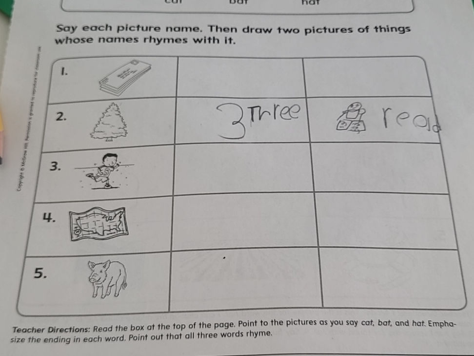 Say each picture name. Then draw two | StudyX