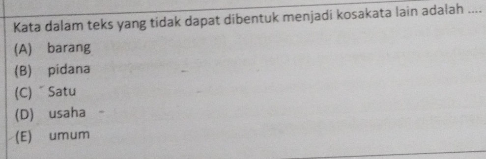 Kata dalam teks yang tidak dapat dibentuk | StudyX