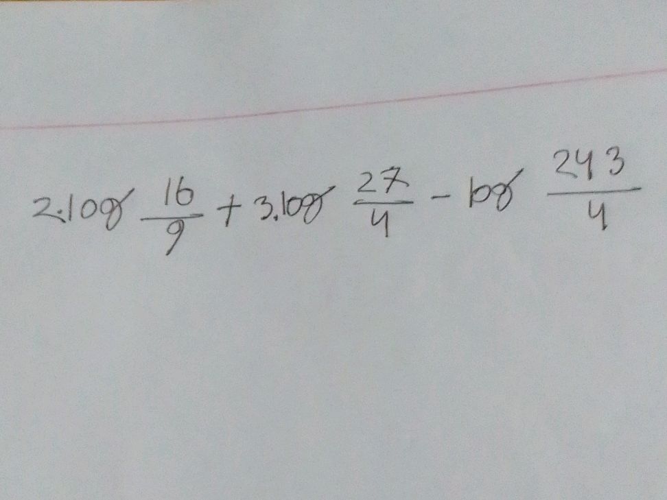 2 * log {16}{9} + 3 * log {27}{4} - log | StudyX
