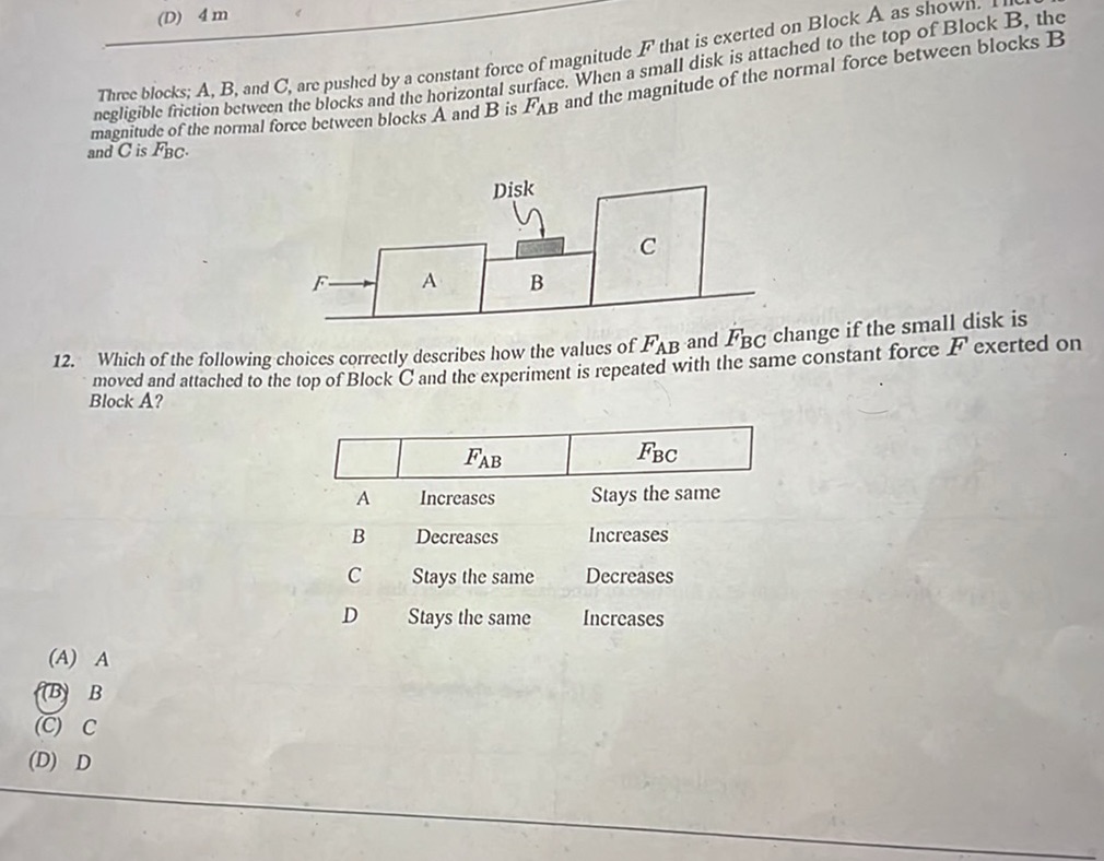 Three blocks; A, B, and C, are pushed by a | StudyX