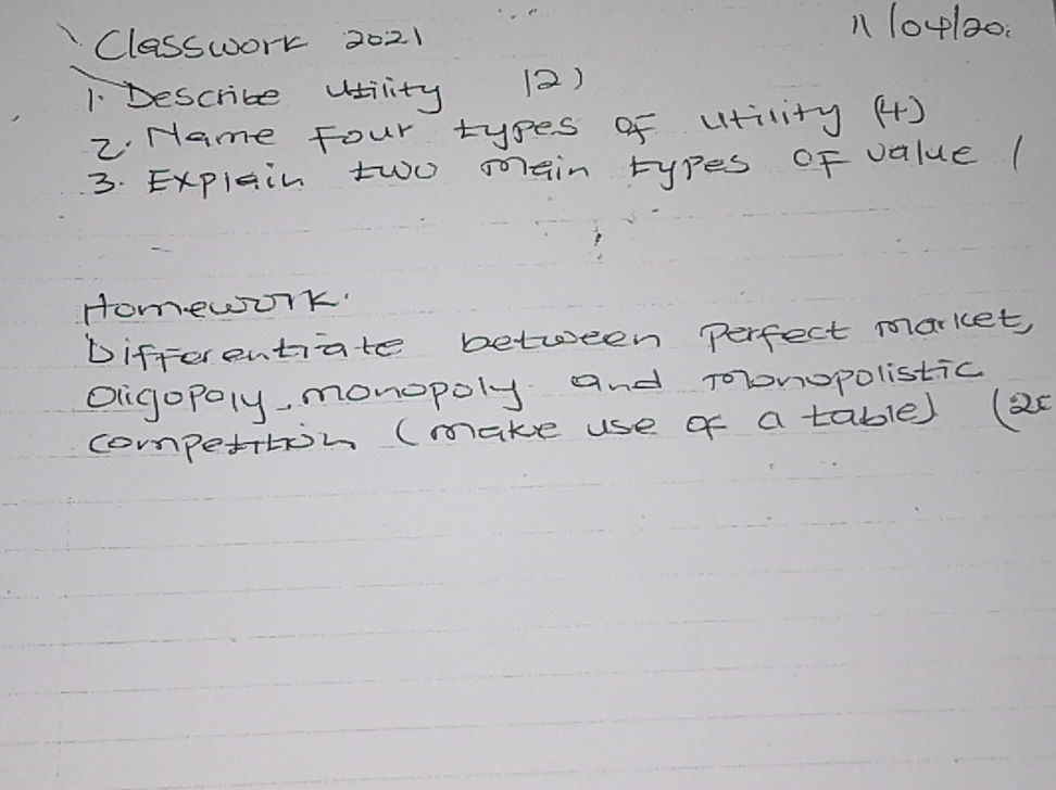 1. Describe utility 2. Name Four types of | StudyX