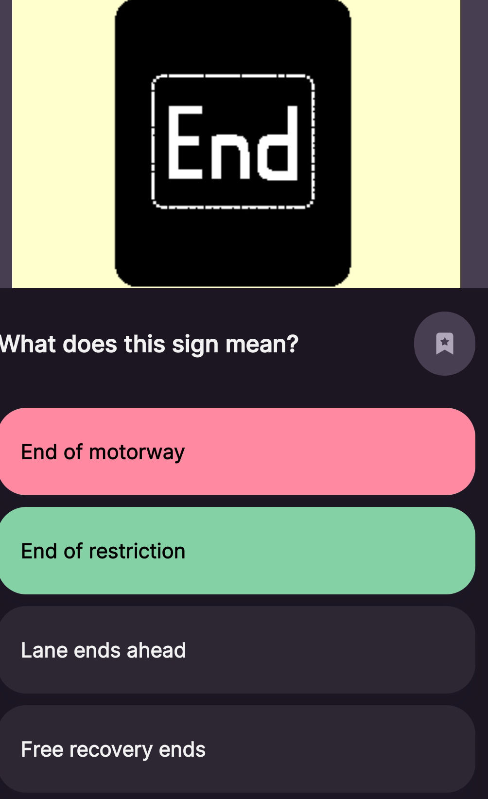 What does this sign mean? End of motorway | StudyX