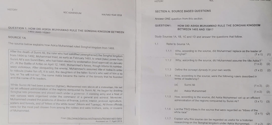 QUESTION 1: HOW DID ASKIA MUHHAMAD RULE THE | StudyX
