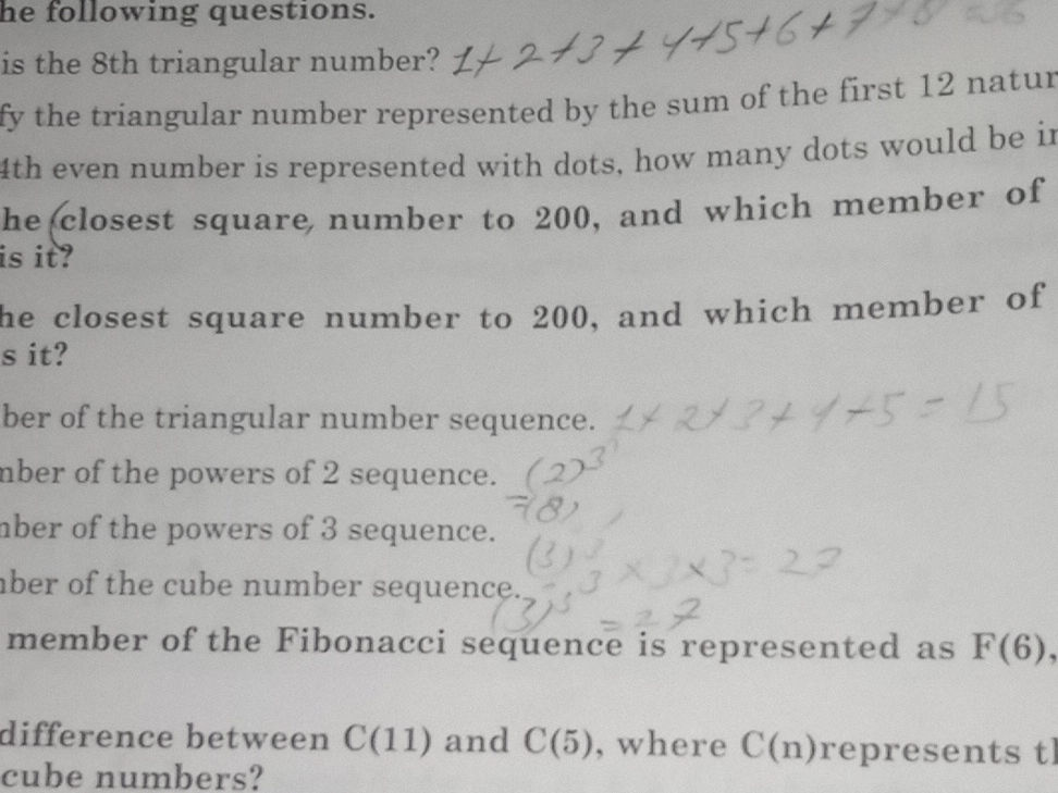 1. What is the 8th triangular number? 2. | StudyX