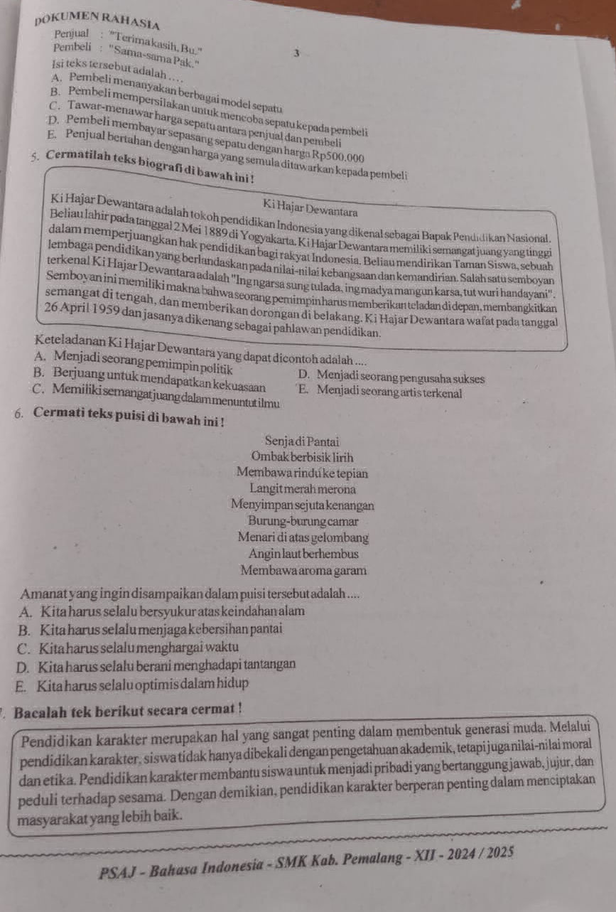 5. Cermatilah teks biografi di bawah ini! | StudyX