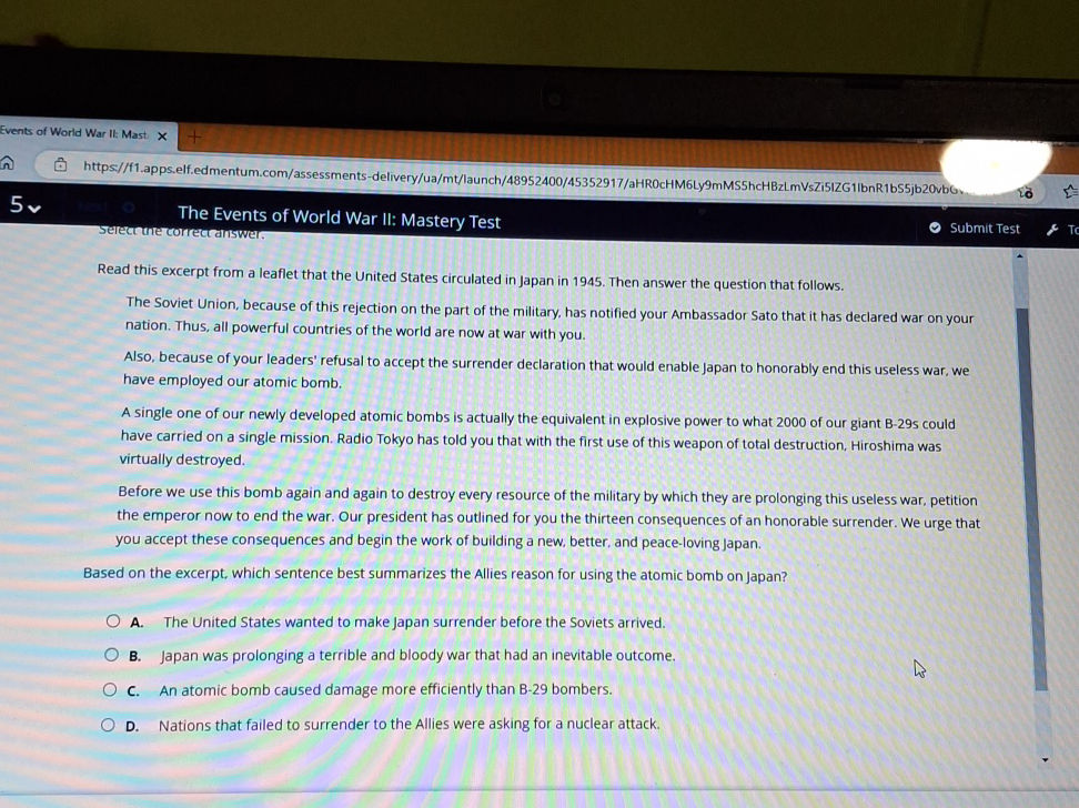 Read this excerpt from a leaflet that the | StudyX