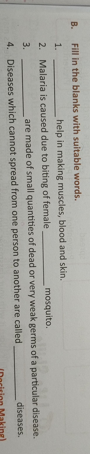 B. Fill in the blanks with suitable words. | StudyX