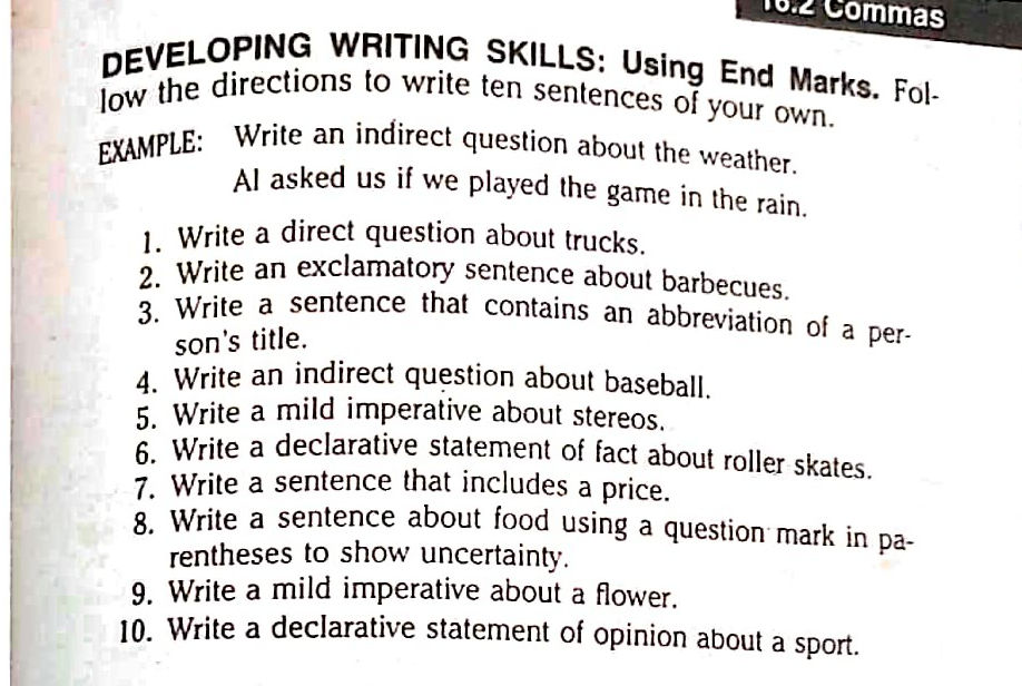 DEVELOPING WRITING SKILLS: Using End Marks. | StudyX