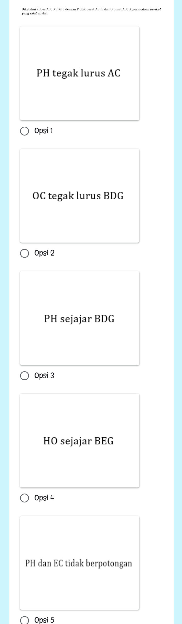 Diketahui kubus ABCD.EFGH, dengan P titik | StudyX