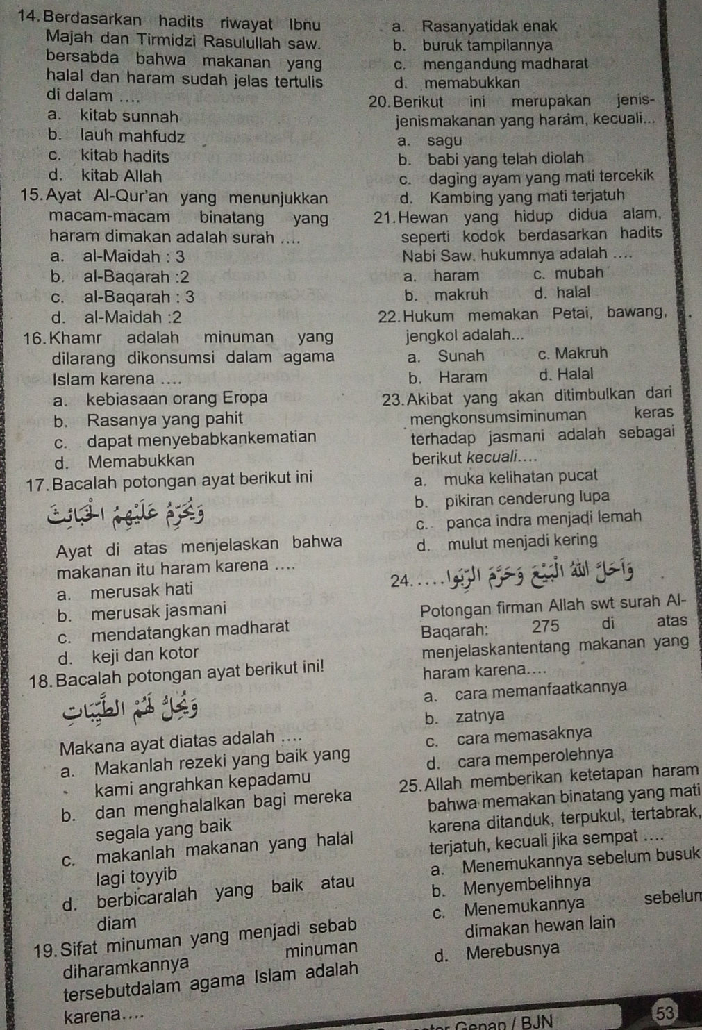 14. Berdasarkan hadits riwayat Ibnu Majah | StudyX