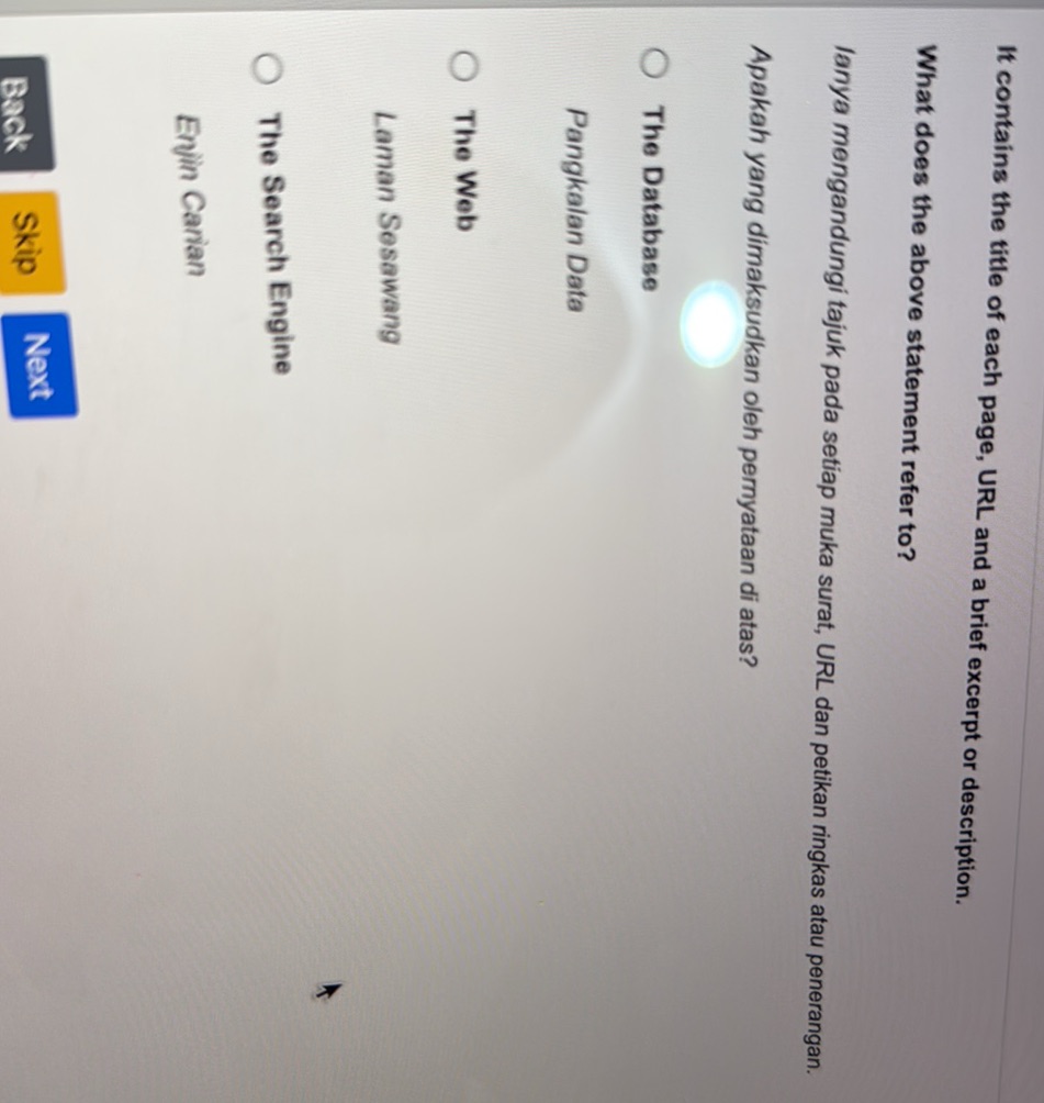 It contains the title of each page, URL and | StudyX