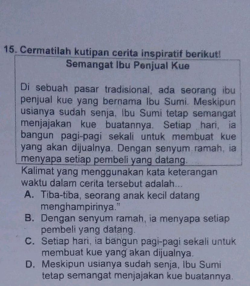 15. Cermatilah kutipan cerita inspiratif | StudyX