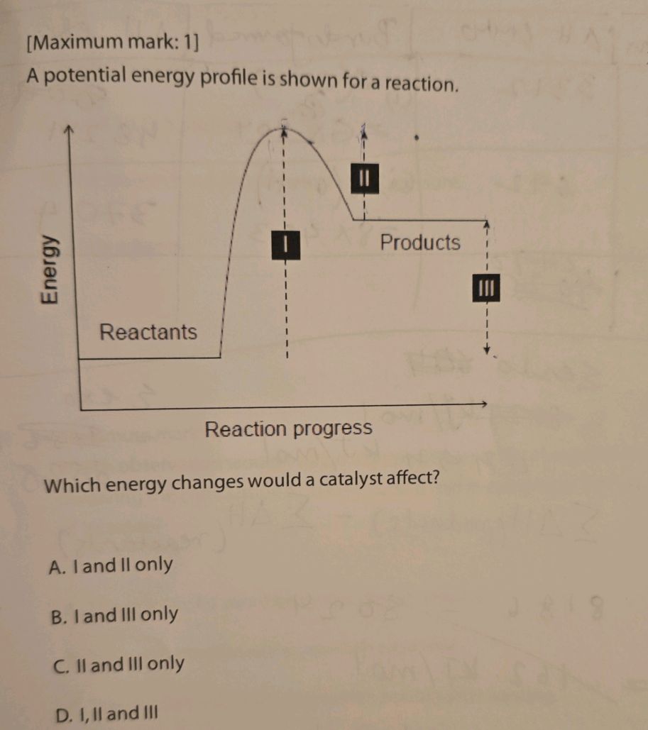 A potential energy profile is shown for a | StudyX