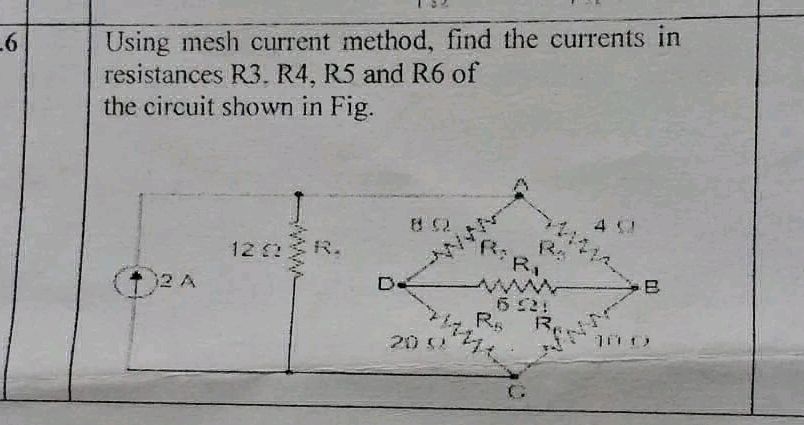 Using mesh current method, find the currents