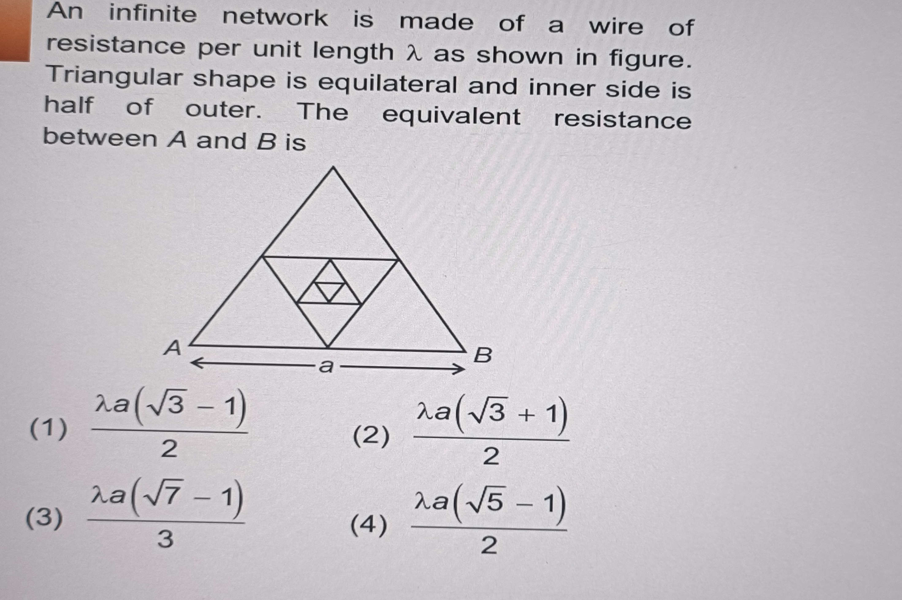 An infinite network is made of a wire of | StudyX