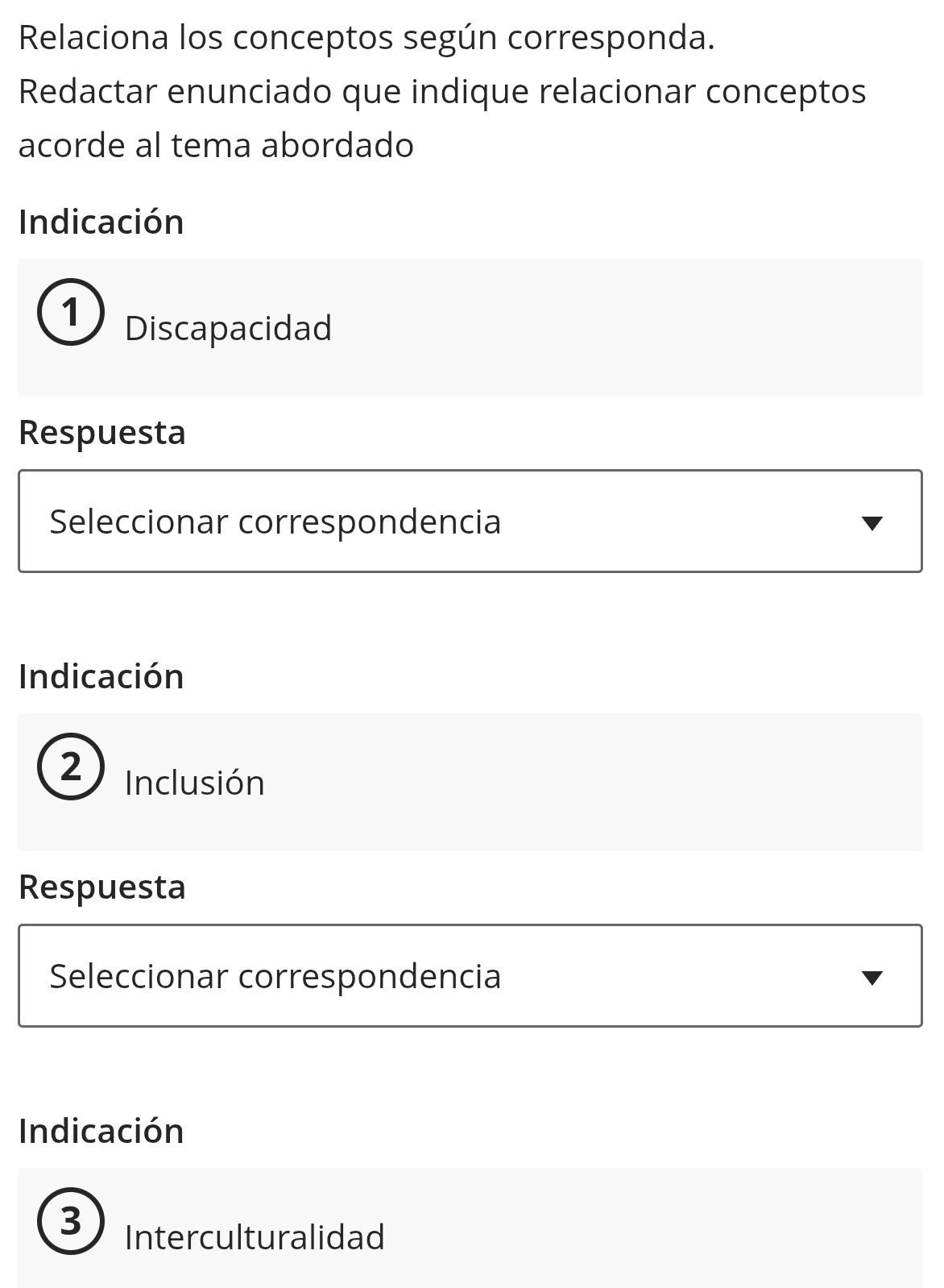 Relaciona los conceptos según corresponda. | StudyX