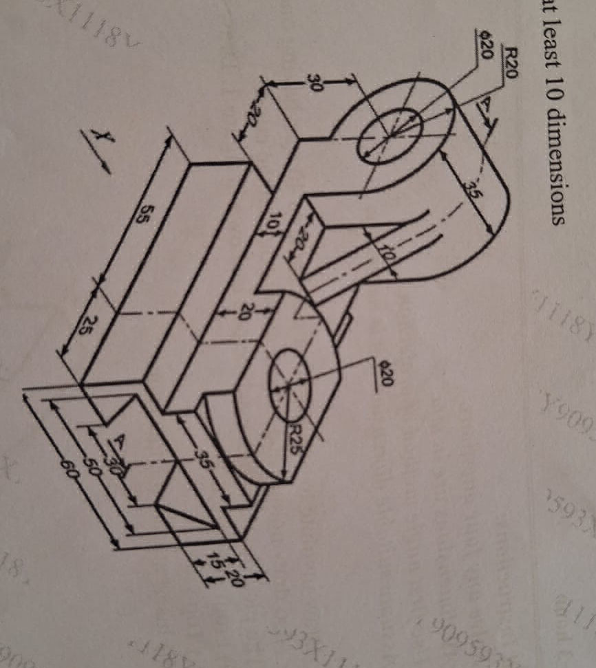 The image shows a 3D engineering drawing | StudyX
