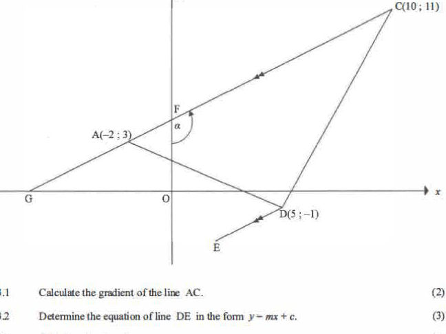 3.1 Calculate the gradient of the line AC. | StudyX