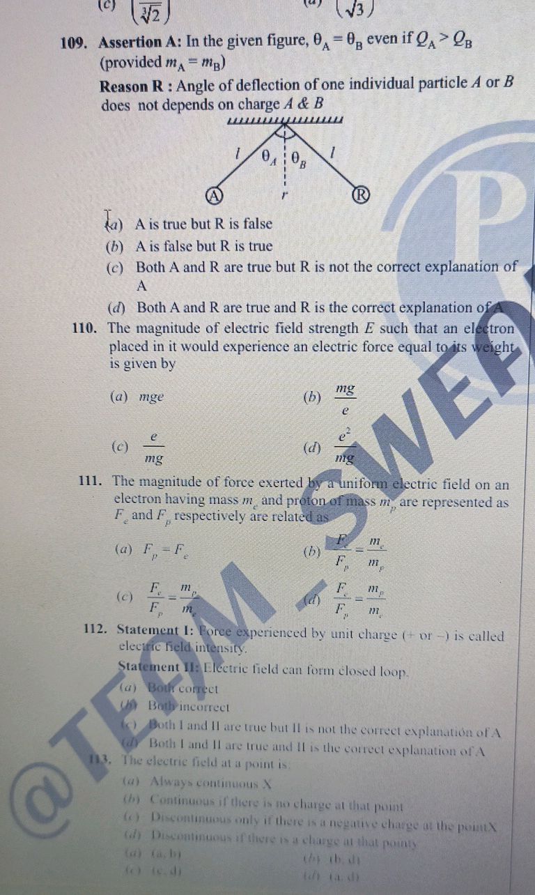 109. Assertion A: In the given figure, \( _A | StudyX